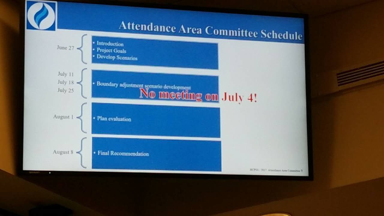 2017 HCPSS Area Attendance Committee meeting schedule | Dr. Chao Wu